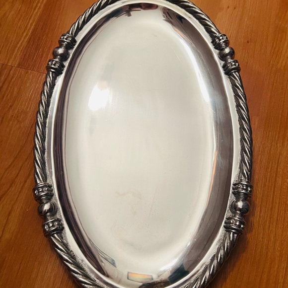 Mariposa | Dining | Mariposa Silver Oval Serving Platter Swizzle ...